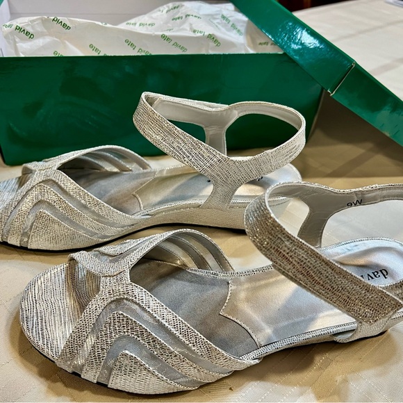 David Tate | Shoes | David Tate Silver Sandals With Crisscross Straps ...